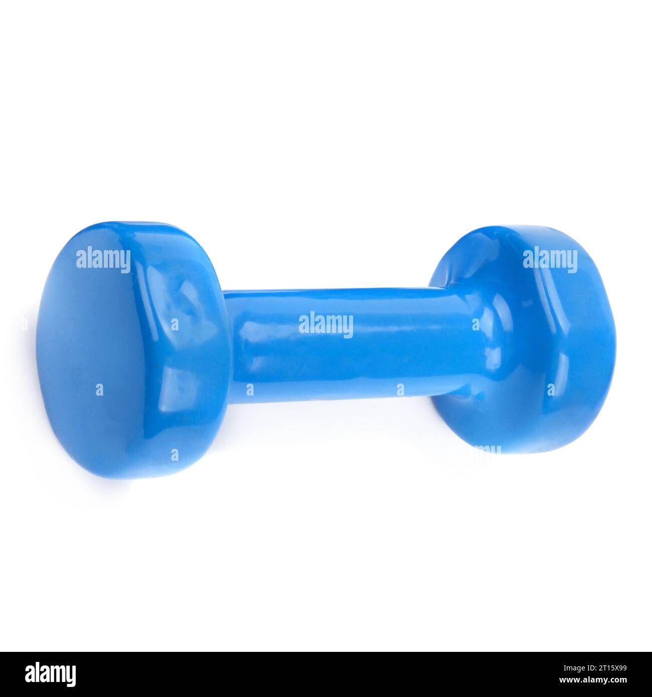Blue dumbbell isolated on a white background Stock Photo - Alamy