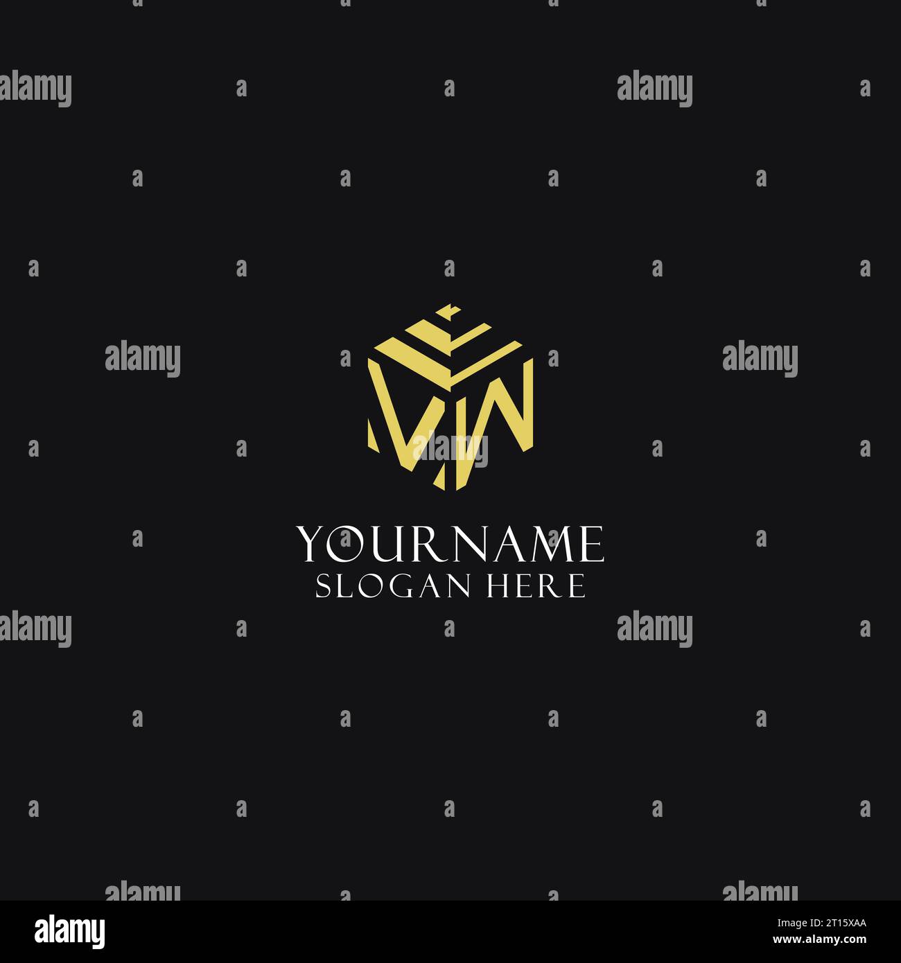 VW initial monogram with hexagon shape logo, creative geometric logo ...