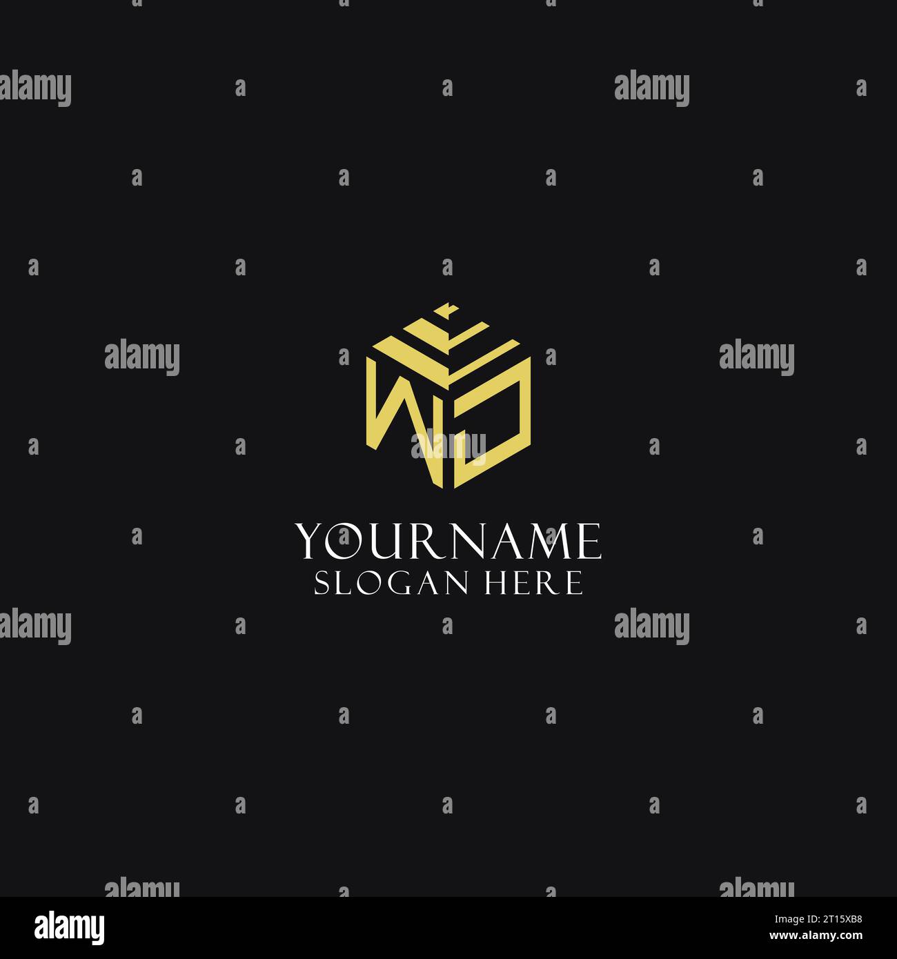 WJ initial monogram with hexagon shape logo, creative geometric logo ...
