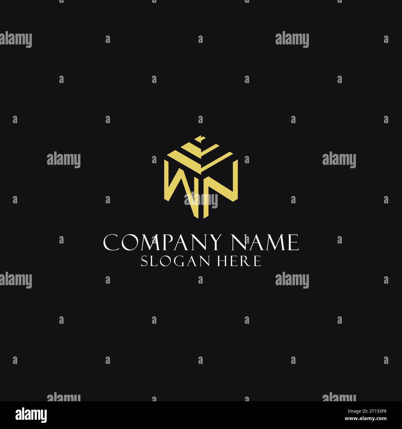 WN initial monogram with hexagon shape logo, creative geometric logo ...