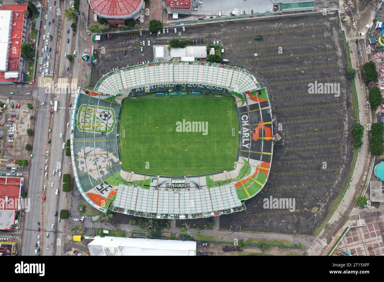 León stadium, Club León soccer stadium, aerial view of the city of León ...