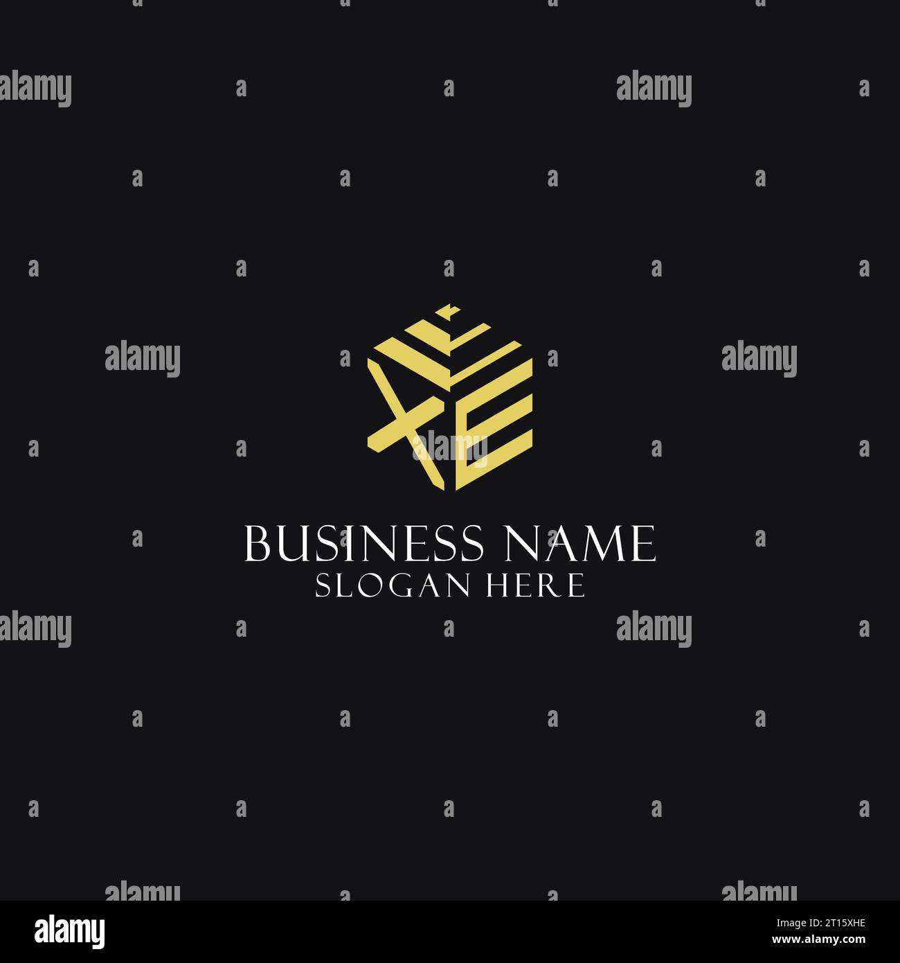 XE initial monogram with hexagon shape logo, creative geometric logo ...