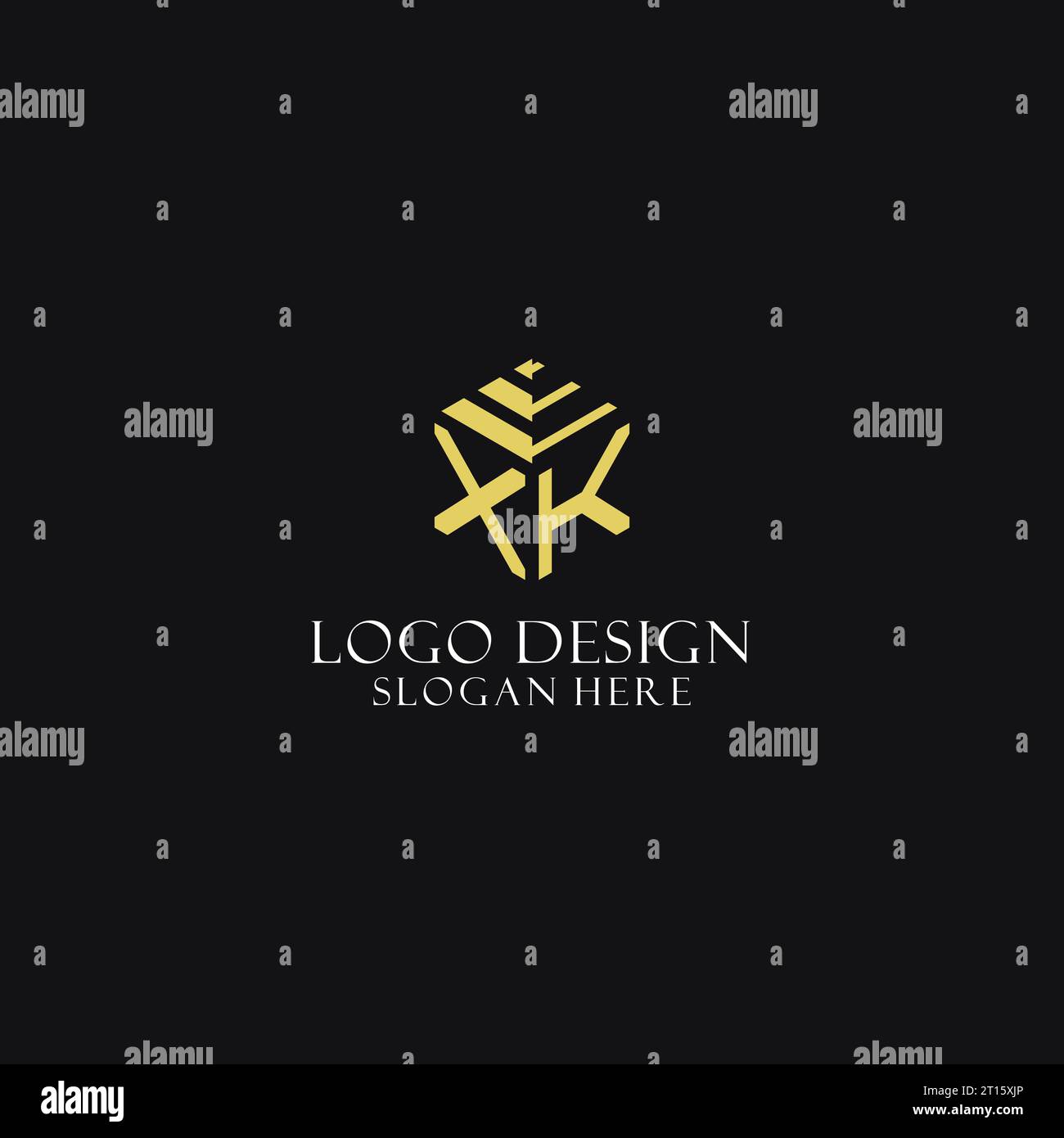 XK initial monogram with hexagon shape logo, creative geometric logo ...