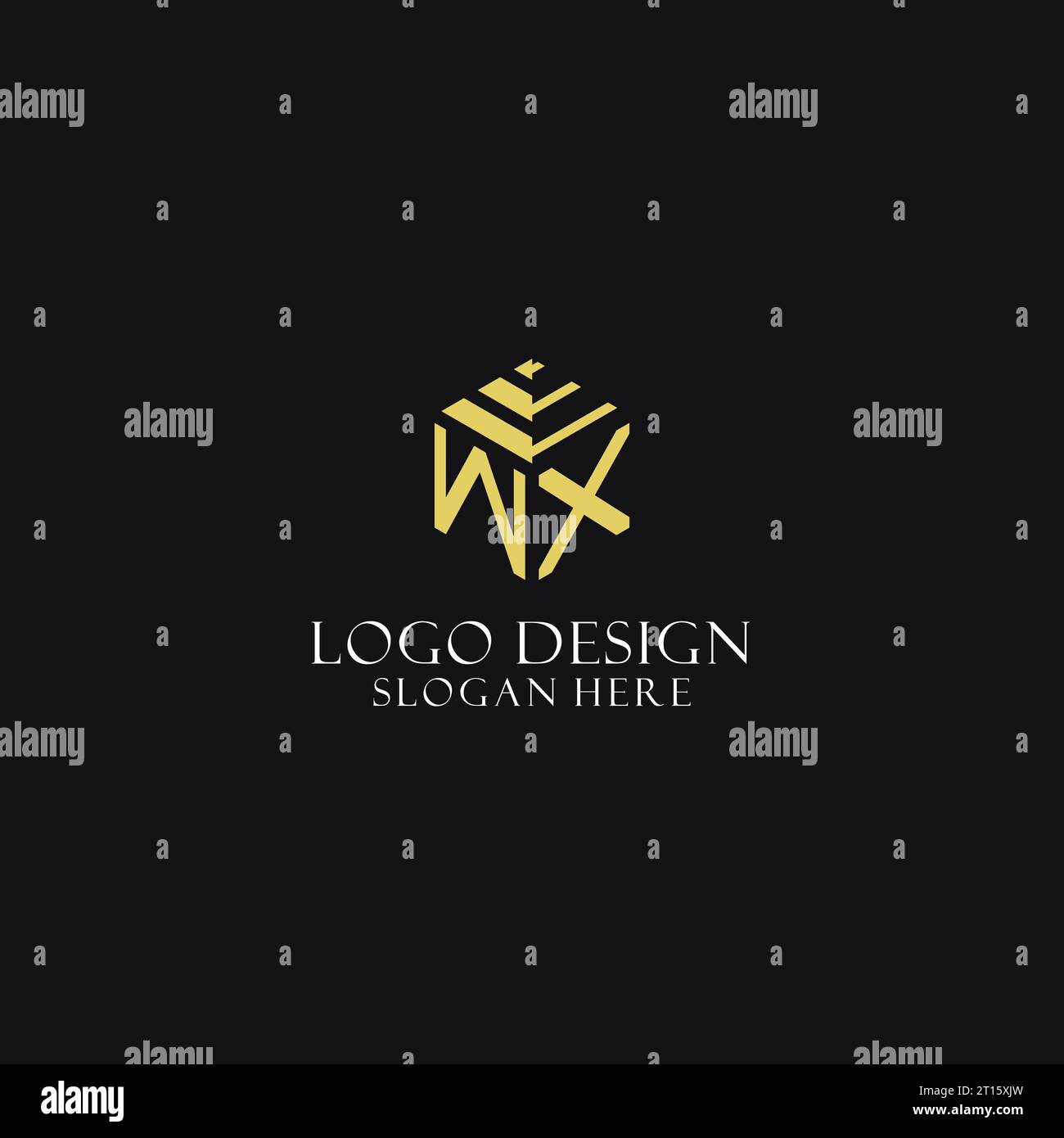 WX initial monogram with hexagon shape logo, creative geometric logo ...