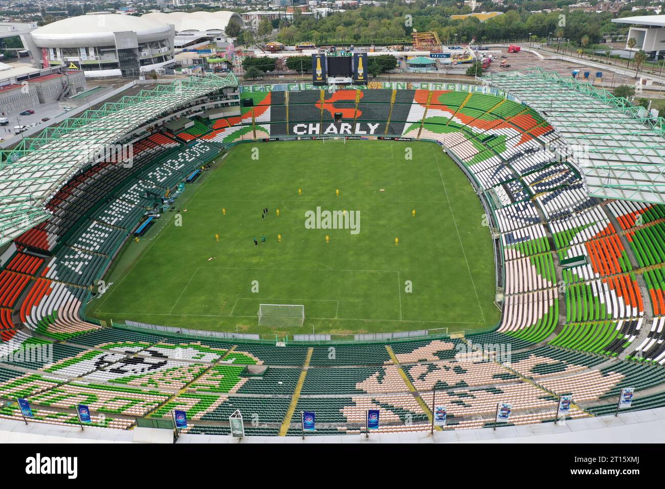 León stadium, Club León soccer stadium, aerial view of the city of León ...