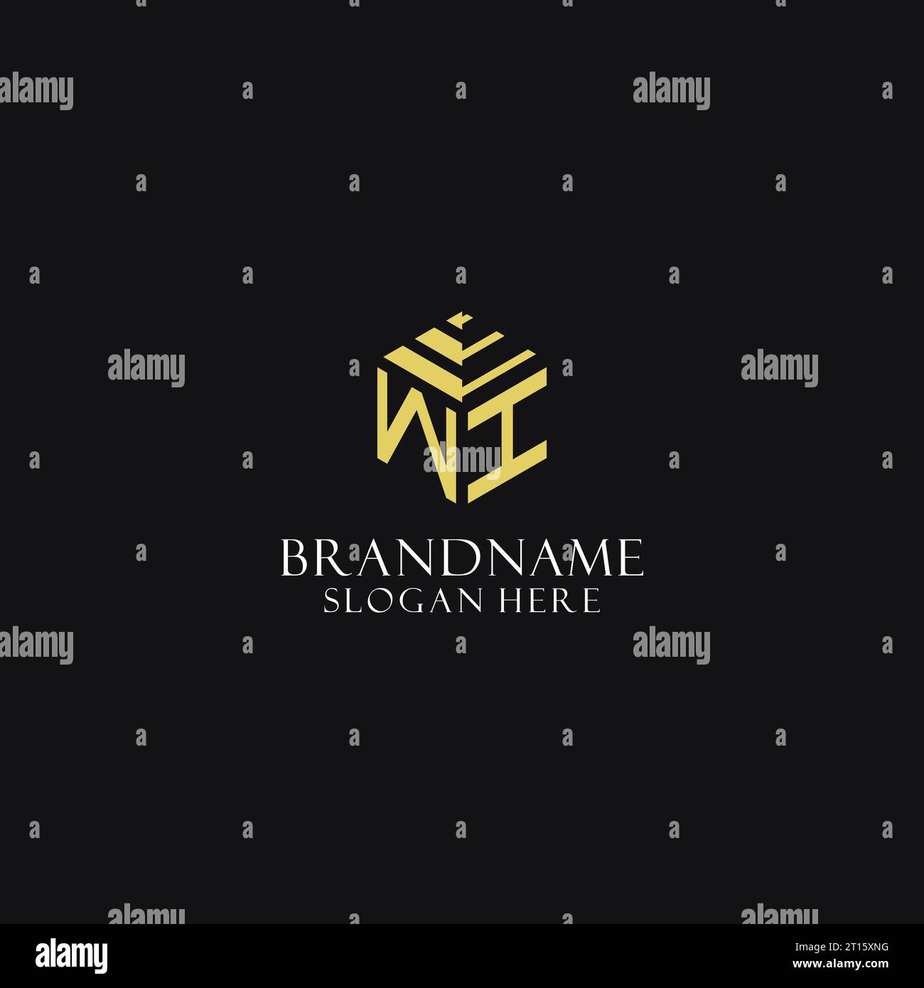 WI initial monogram with hexagon shape logo, creative geometric logo ...