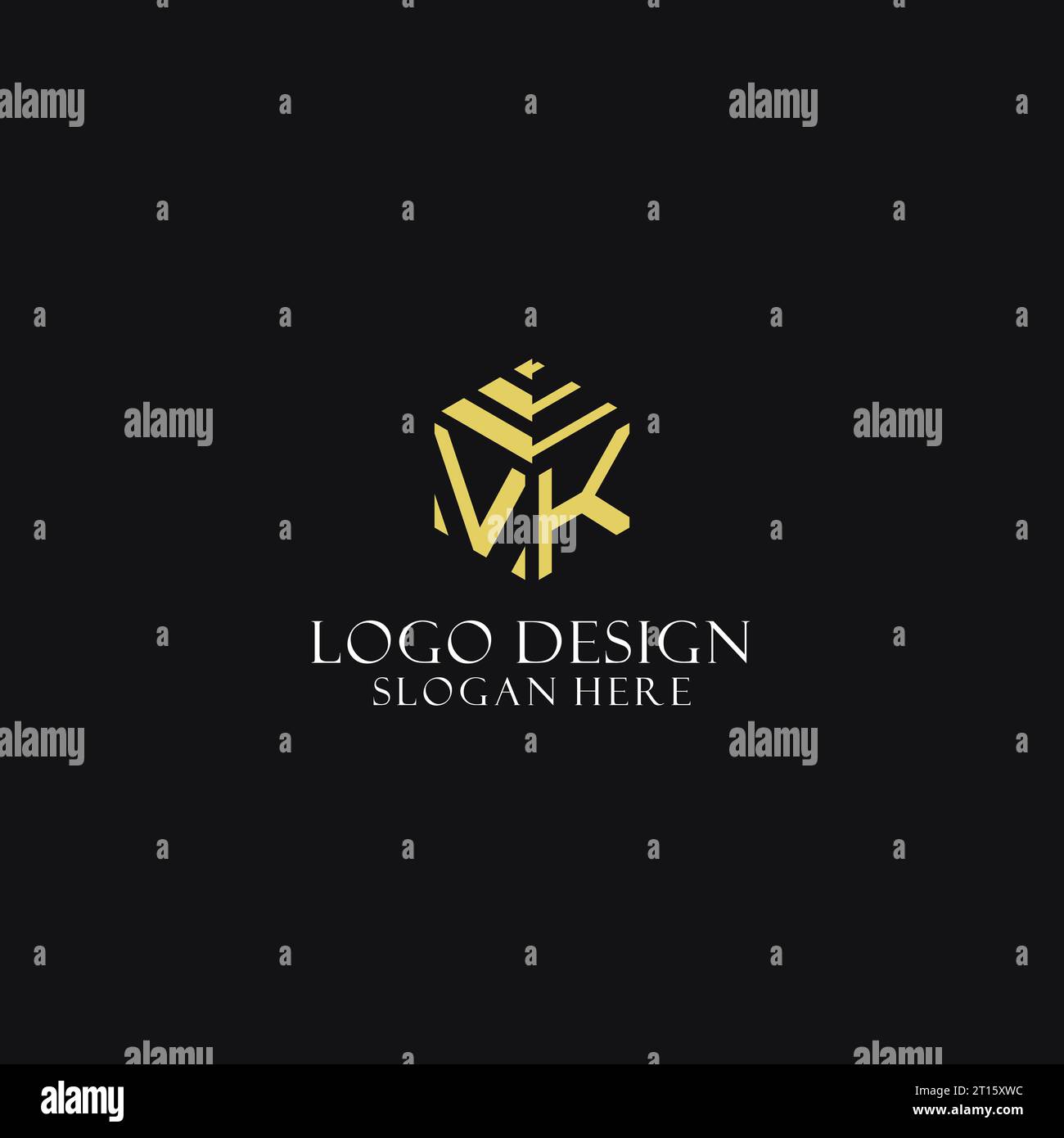 VK initial monogram with hexagon shape logo, creative geometric logo design inspiration Stock ...