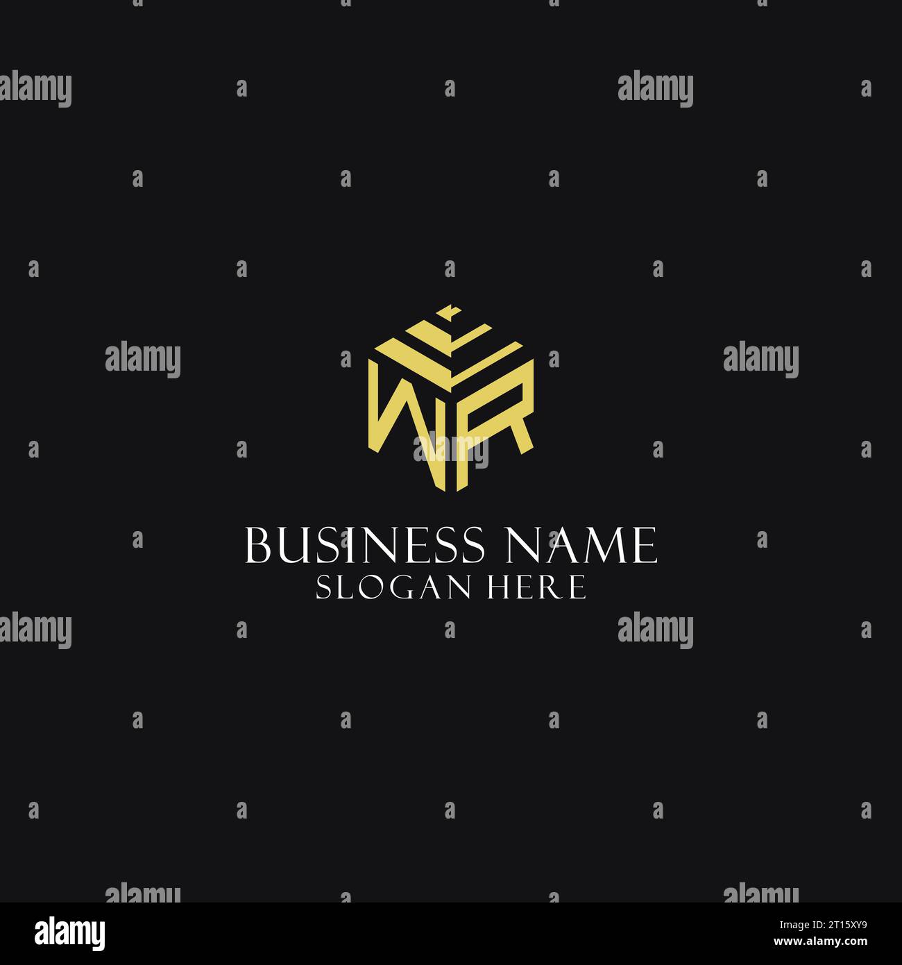 WR initial monogram with hexagon shape logo, creative geometric logo ...
