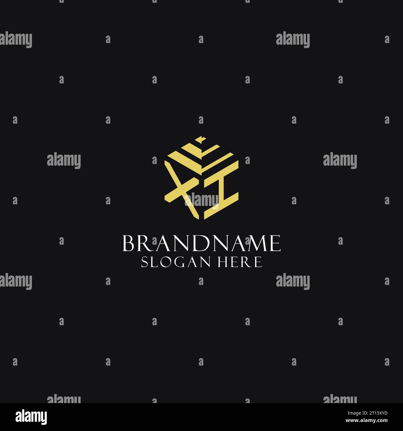 XI initial monogram with hexagon shape logo, creative geometric logo ...