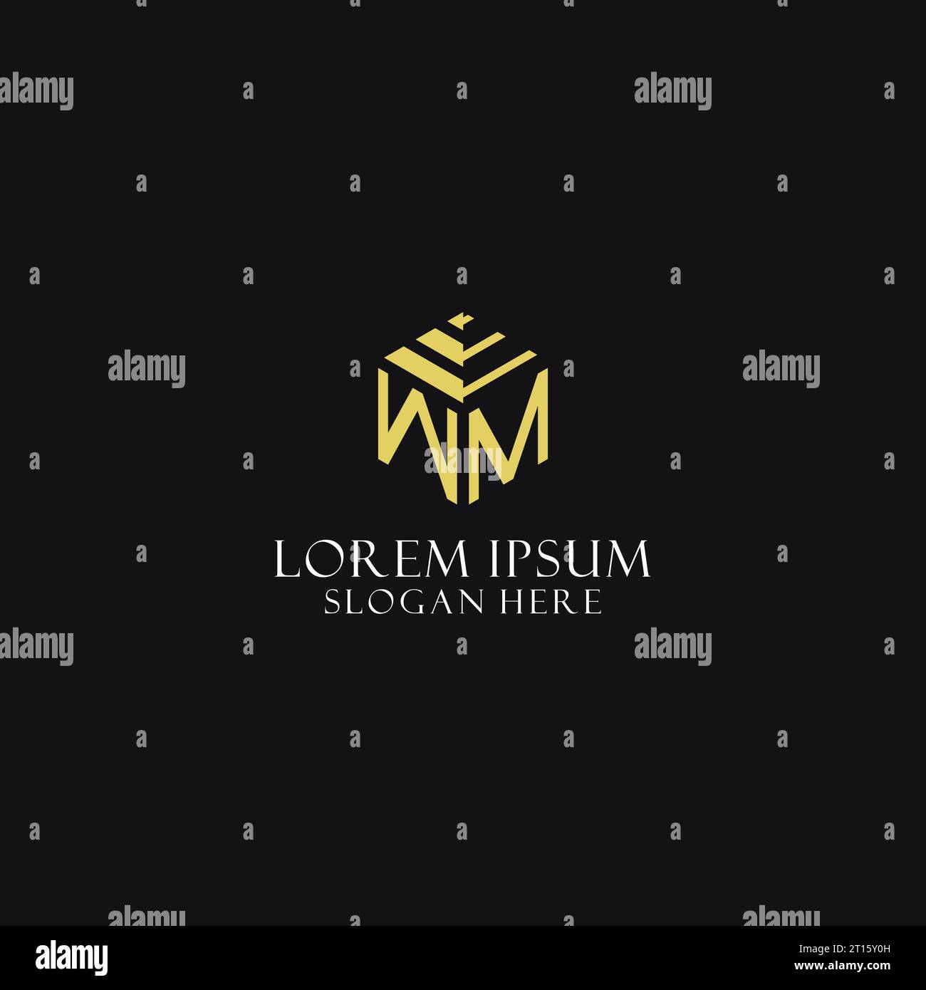 WM initial monogram with hexagon shape logo, creative geometric logo design inspiration Stock ...