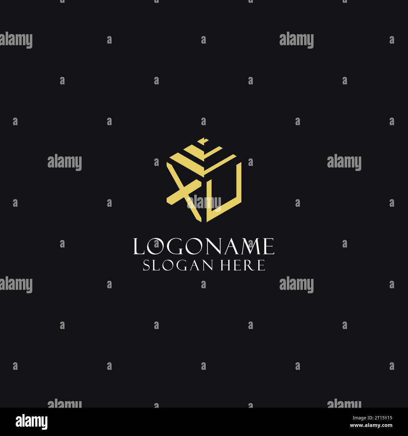 XU initial monogram with hexagon shape logo, creative geometric logo design inspiration Stock ...