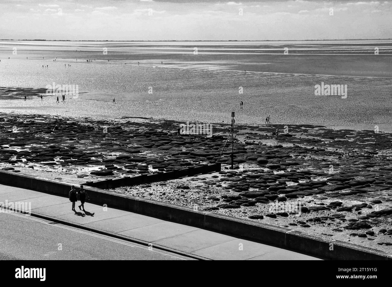 The rocky beach and expanse of the Wash from Hunstanton, Norfolk ...