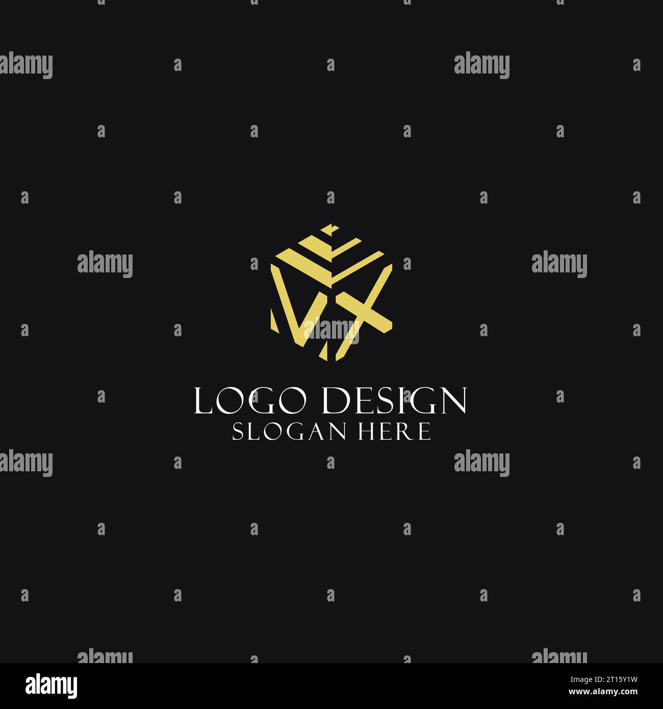 VX initial monogram with hexagon shape logo, creative geometric logo ...