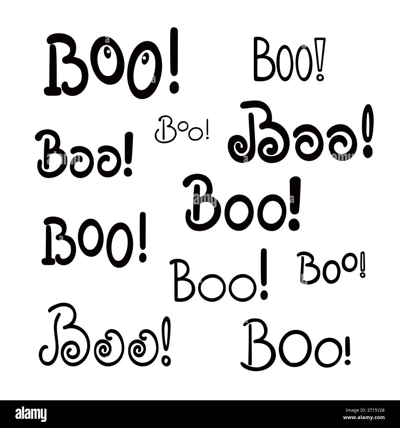 Boo Traditional Halloween scary phrases set holiday design element ...