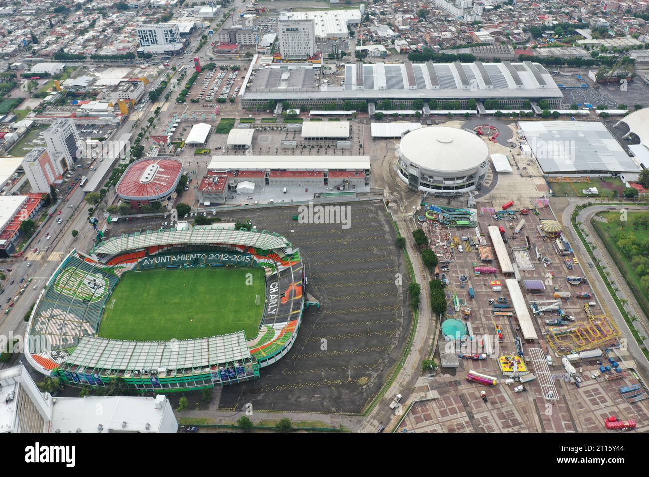 León stadium, Club León soccer stadium, aerial view of the city of León ...