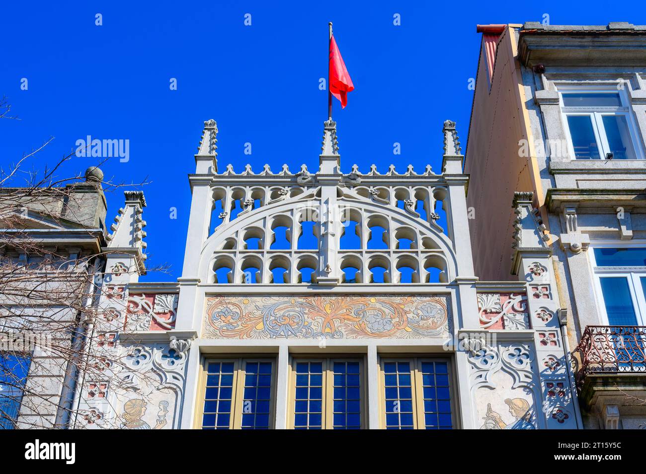 Architectural features or details of the Lello Bookstore (Portuguese ...