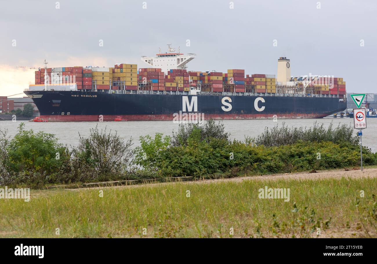 Hamburg, Germany. 11th Oct, 2023. The container ship "MSC Regulus" is ...