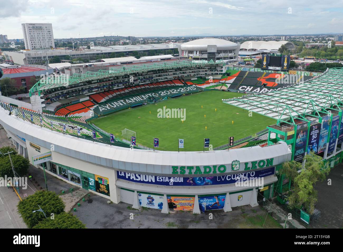 León stadium, Club León soccer stadium, aerial view of the city of León ...