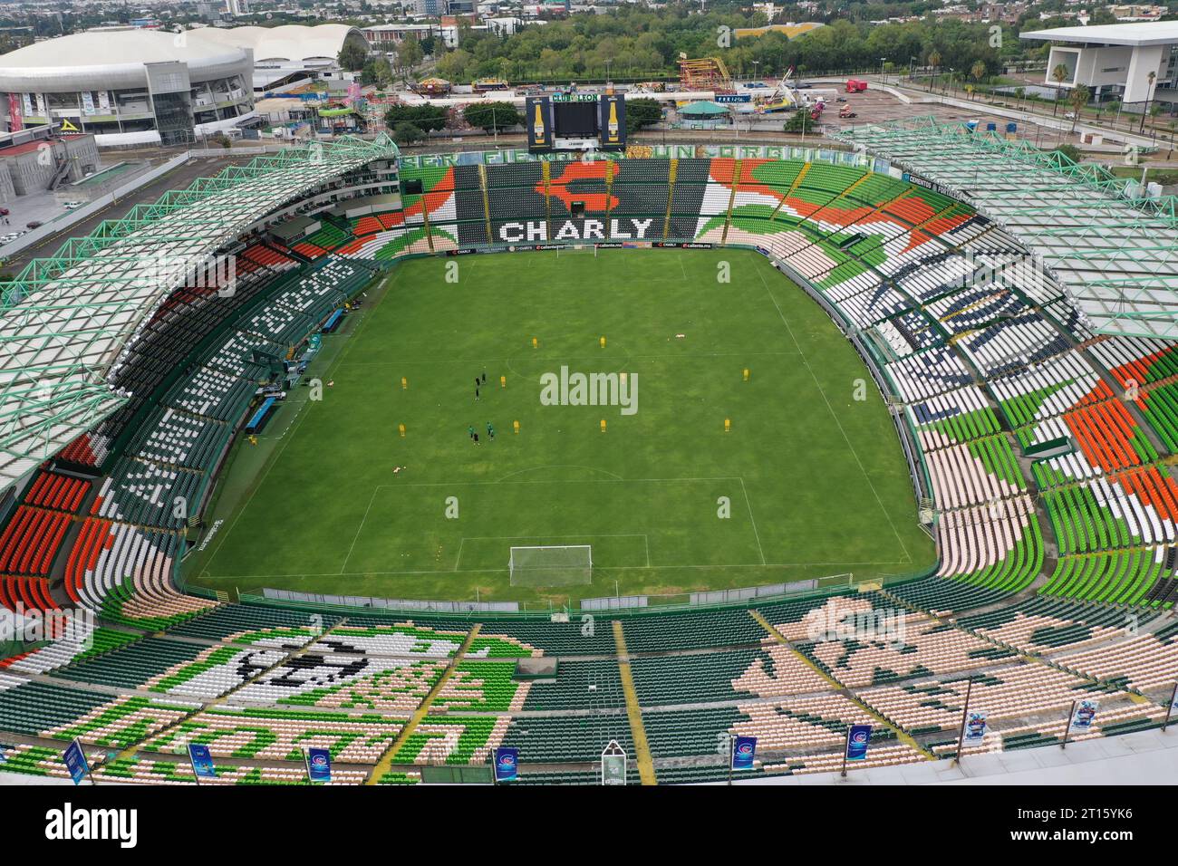 León stadium, Club León soccer stadium, aerial view of the city of León ...