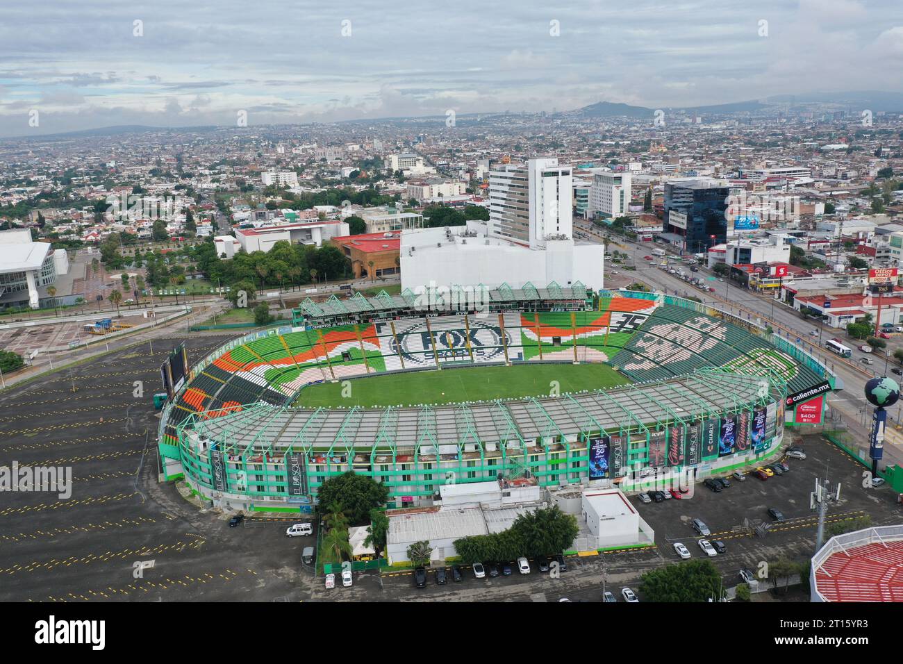 León stadium, Club León soccer stadium, aerial view of the city of León ...