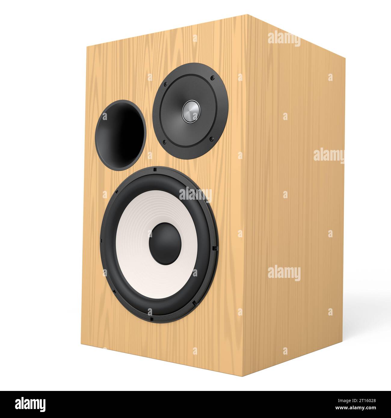 Hi-fi speakers with loudspeakers isolated on white background. 3d ...