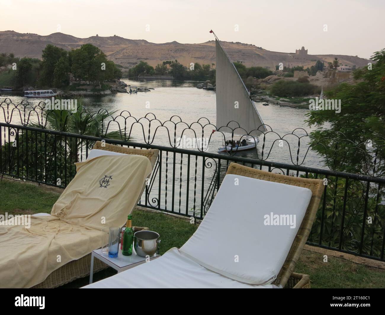 Two sun-loungers on the terrace at the legendary Old Cataract Hotel in ...