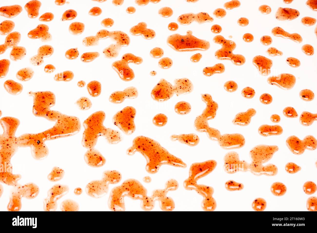 Red jam splashes isolated on a white background. Top view Stock Photo ...
