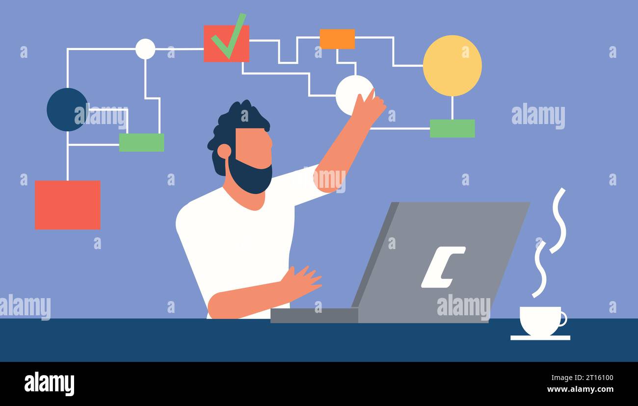 Illustration multitasking busy work business people. Office cartoon ...