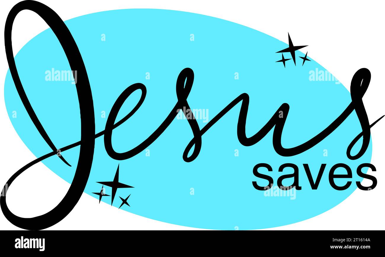 Handwritten Jesus saves in retro style, isolated Stock Vector Image ...