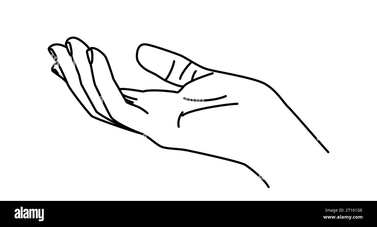 Hand drawn outline lineart hand doodle. Holding and giving gesture ...