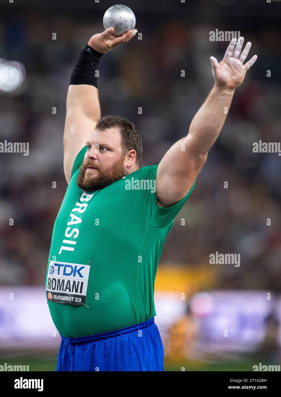 Darlan Romani of Brazil competing in the men’s shot put final at the ...