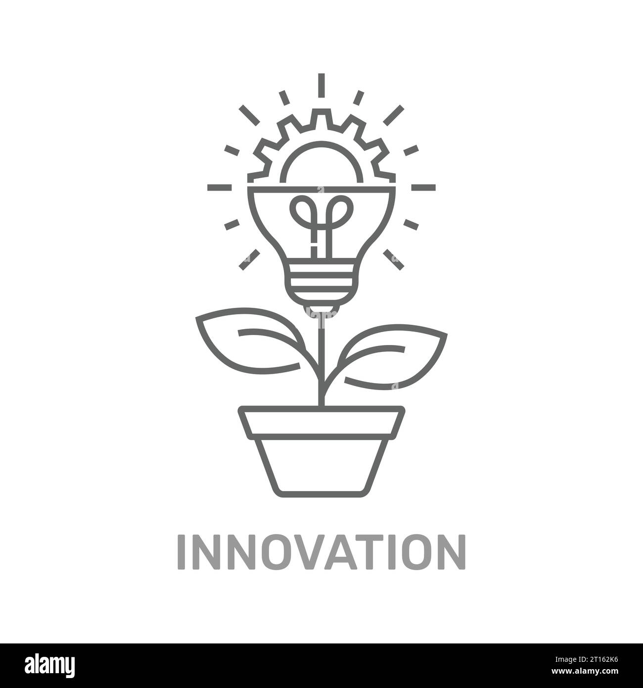 Vector creative concept in line style - light bulb with gear wheel ...