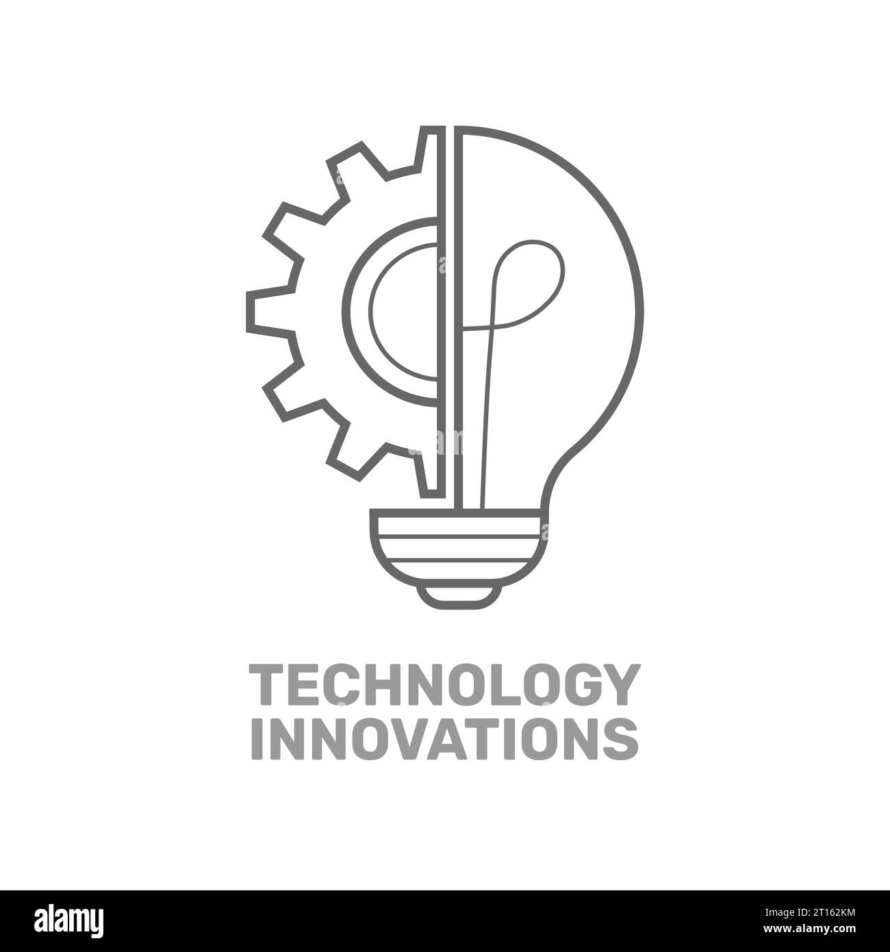 Vector innovation icon. Light bulb and wheel cog inside. Premium quality graphic design element ...