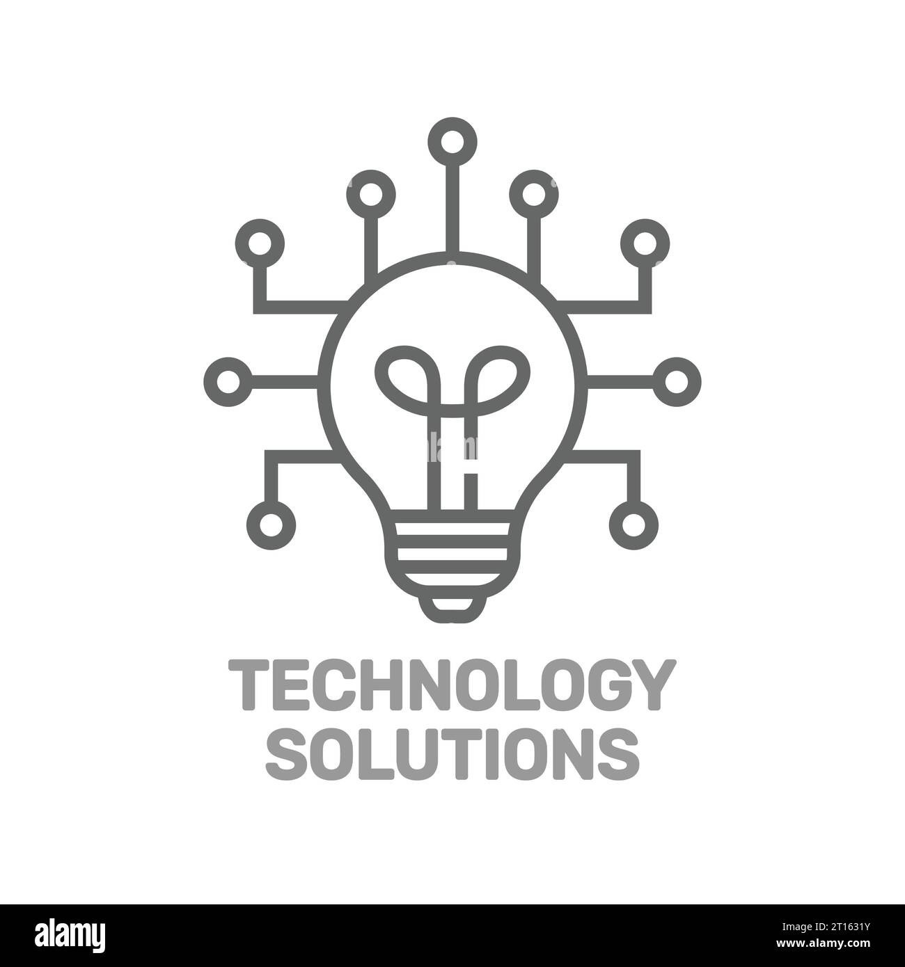 Technology solutions icon with lightbulb sign. Creative solution bulb ...