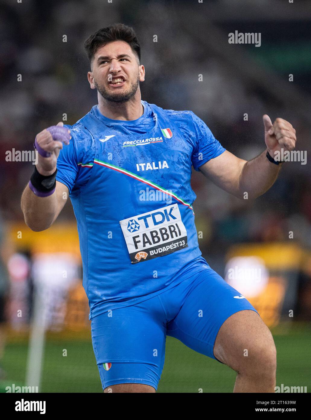 Leonardo Fabbri of Italy competing in the men’s shot put final at the ...