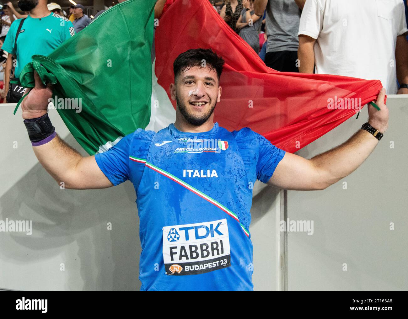 Leonardo Fabbri of Italy celebrate after winning a silver medal in the ...