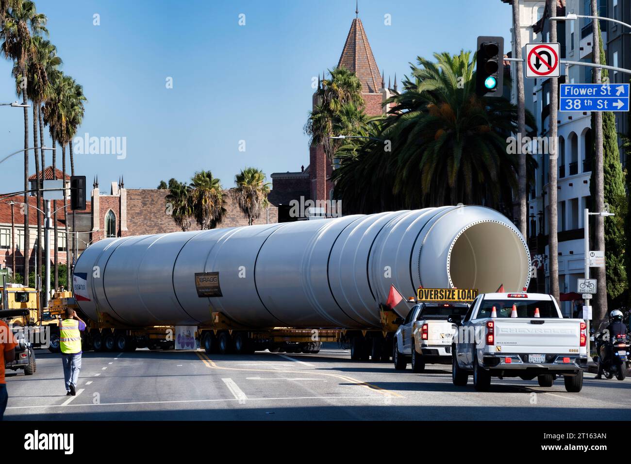 One of two rocket motors are slowly turned into the receiving area of ...
