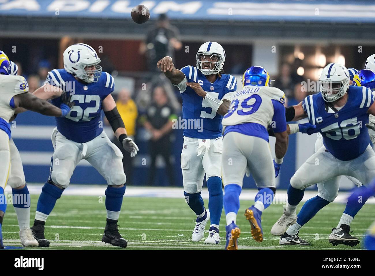 Indianapolis Colts quarterback Anthony Richardson (5) throws during an ...