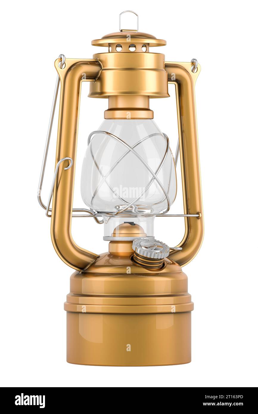 Antique Kerosene Lantern from copper, bronze or brass. 3D rendering ...