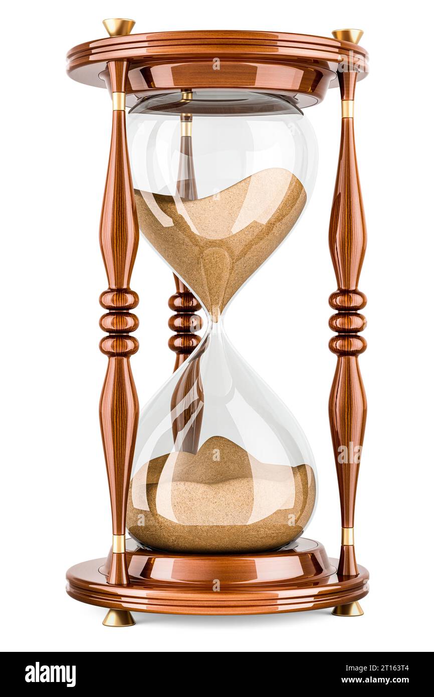 Hourglass, sandglass. 3D rendering isolated on white background Stock ...