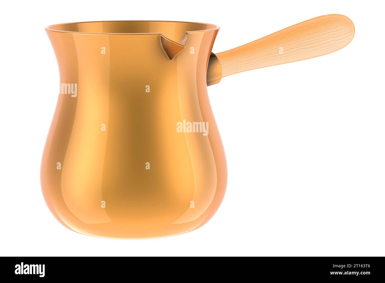 Turkish coffee pot from copper, bronze or brass. 3D rendering isolated ...