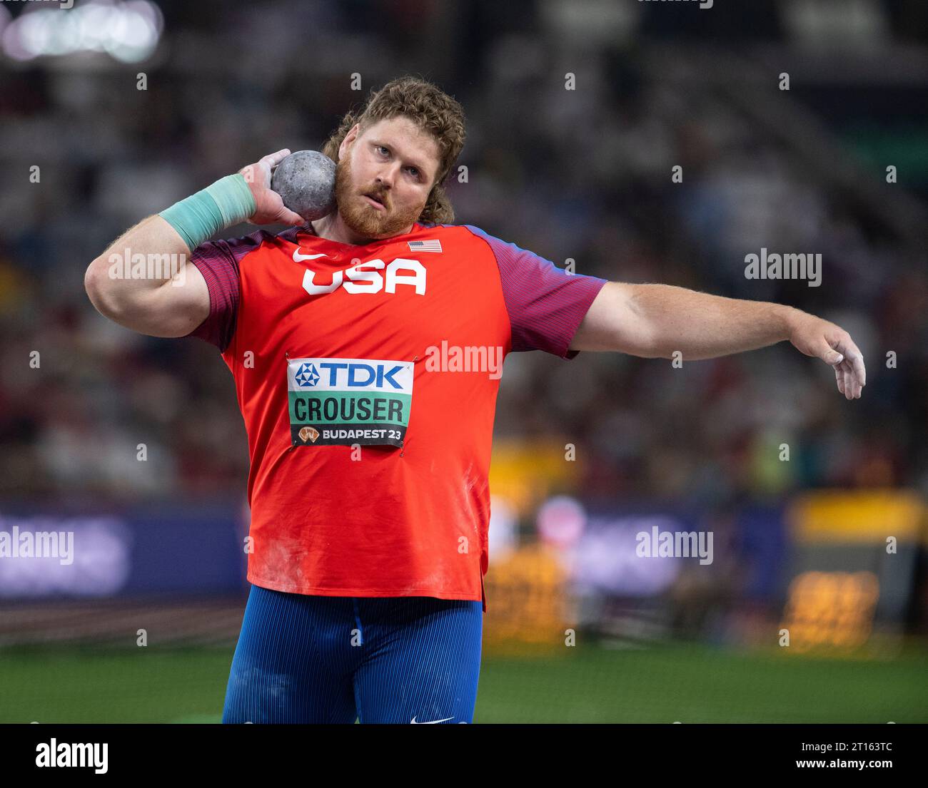 Ryan Crouser of the USA competing in the men’s shot put final at the ...