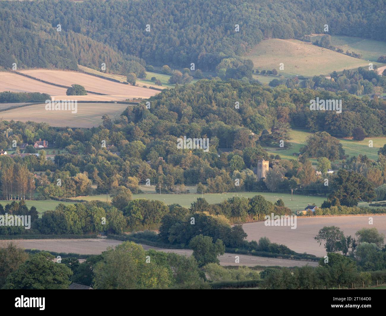 A view from Clunbury Hill near Craven Arms in South Shropshire, England ...