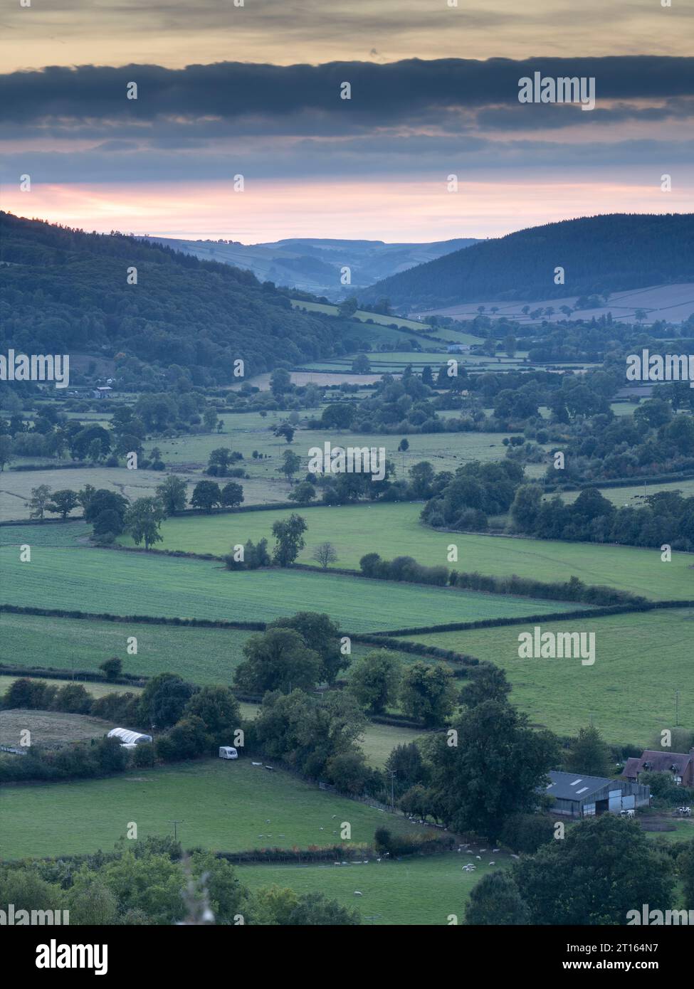 A view from Clunbury Hill near Craven Arms in South Shropshire, England ...