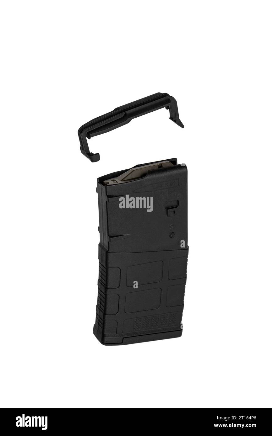 Clip for a rifle or carbine. Ammunition for weapons. Isolate on a white ...