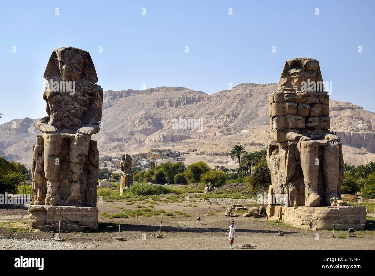 Luxor, Egypt - October 08 2021: The Colossi of Memnon, two massive ...