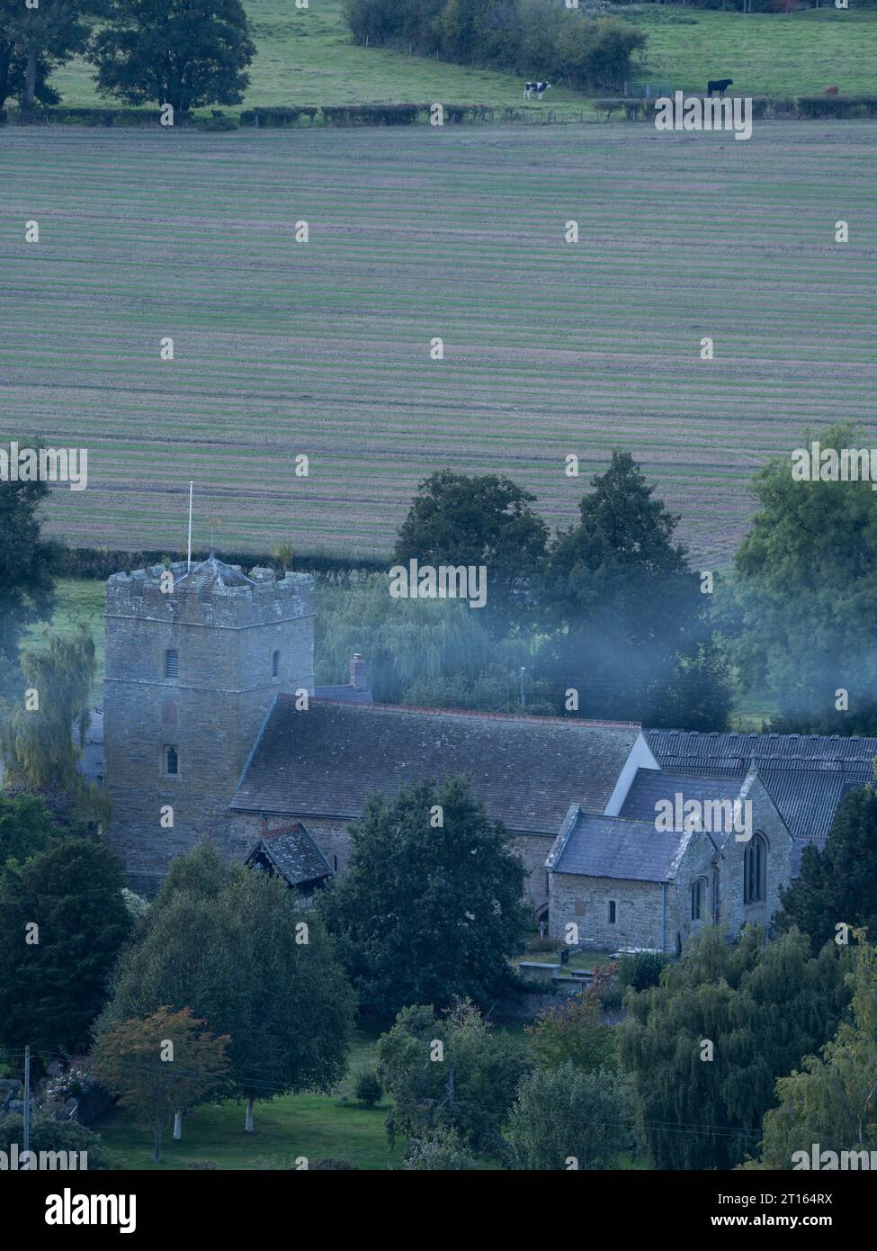 A view from Clunbury Hill near Craven Arms in South Shropshire, England ...
