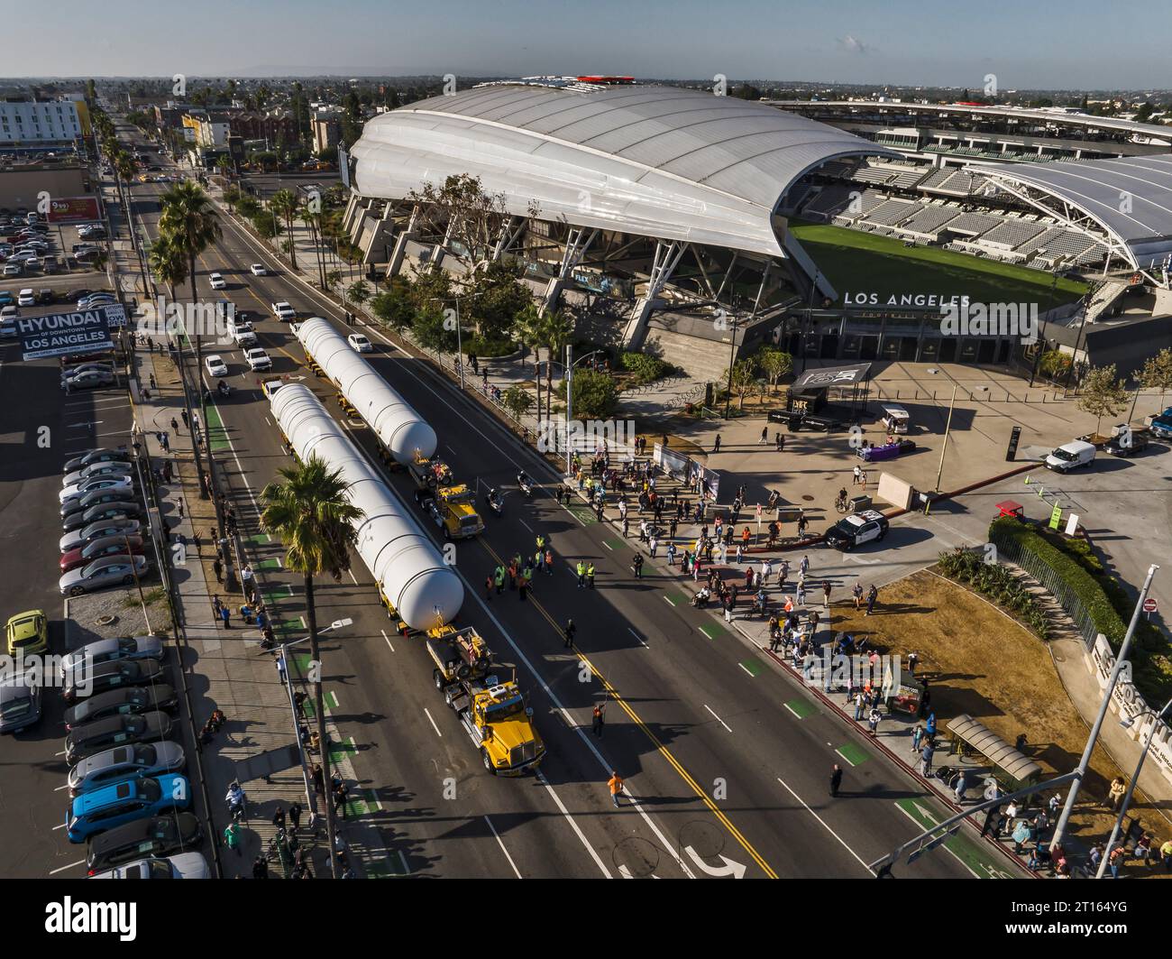Los Angeles, USA. 11th Oct, 2023. Two 116 foot long solid rocket ...