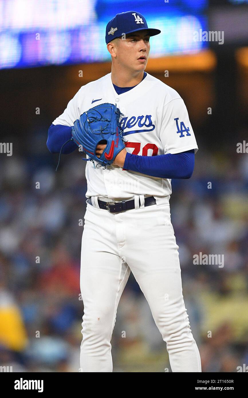 LOS ANGELES, CA - OCTOBER 09: Los Angeles Dodgers pitcher Bobby Miller ...