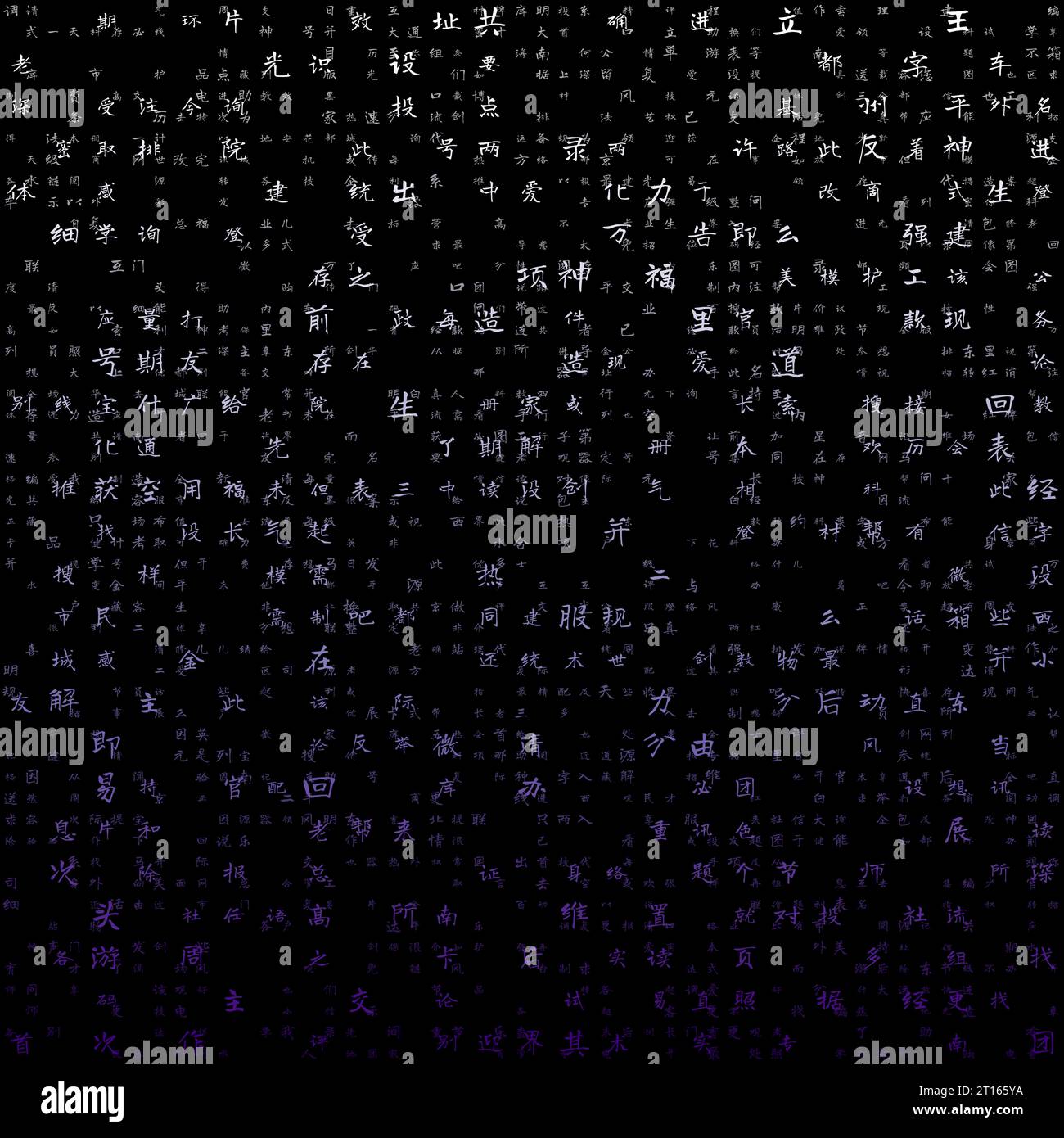 Matrix background. Random letters of Chinese Simplified Alphabet ...
